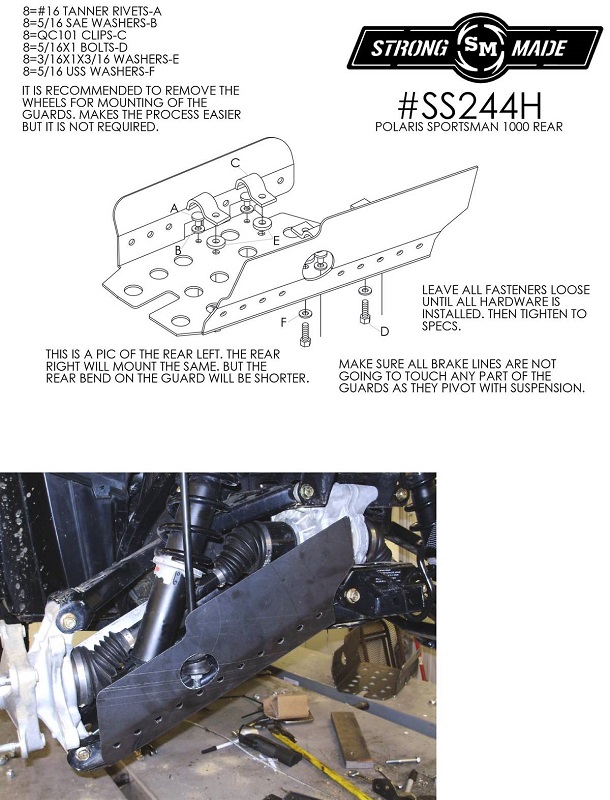 Polaris Sportsman 850 / 1000 Rear Stick Stopper by Strong Made - SS244H